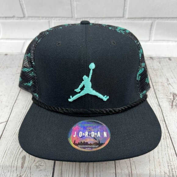Jordan | Accessories | Nike Air Jordan Cloud Camo Jumpman Trucker Hat Snap Back Cap Black Men ...